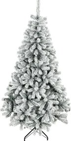 HOMCOM zasněžený vánoční stromek 230 cm s 1000 těžce hořlavými PVC špičkami, kloubové větve, rychlá montáž, zelená a bílá