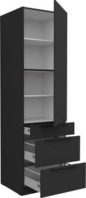ARIA cc | vysoká skříňka 60 DKS-210 3S1F potravinová | UNI DVÍŘKA | 60 cm | PREMIUM BOX | černá