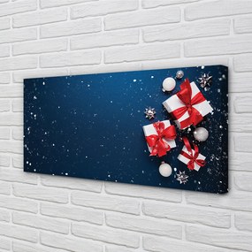 Obrazy na plátně Dárky cetky sníh 140x70 cm