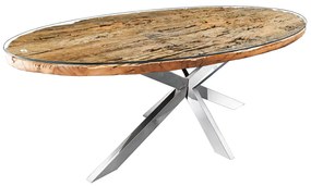 Massive home | Oválný jídelní stůl BARRACUDA 220cm, teak+sklo