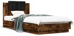vidaXL Rám postele s čelem kouřový dub 100 x 200 cm kompozitní dřevo