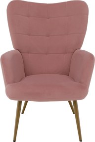 Křeslo s podnoží, růžová Velvet látka/dub, HABEN