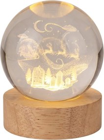 LED stolní lampička na dřevěném podstavci - sobí spřežení - Ø 6 cm / USB