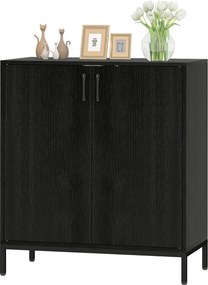 HOMCOM Moderní kuchyňská skříňka, kuchyňská skříňka se 2 dveřmi, nastavitelná police a zvýšená základna 80 x 40 x 90 cm, černá