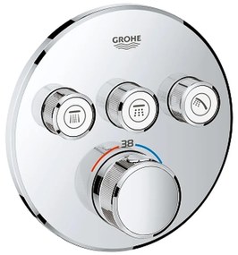 Grohe Grohtherm Smart Control - podomítkový termostat na tři spotřebiče, kulatý tvar, chrom, 29121000