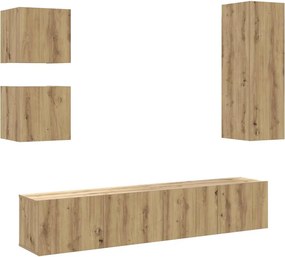 Sada 5 kusů nástěnné TV skříňka dub artisan kompozitní dřevo 3328998