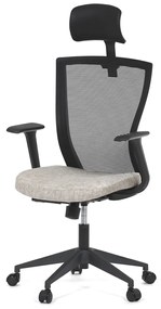 Kancelářská židle, černá MESH síťovina, tmavě béžová látka, houpací mechanismus, plastový kříž, kolečka pro tvrdé podlah