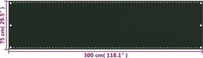 Balkonová zástěna tmavě zelená 75 x 300 cm HDPE 310968