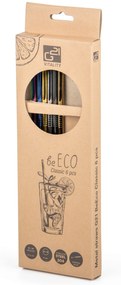 Kovová brčka G21 BeEco Classic 6 ks mix barev, rovná + kartáček na čištění
