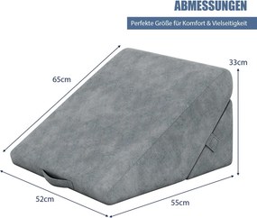 Costway Bed Wedge Polštář Nastavitelný Memory Foam Polštář naklápěcí Klínový