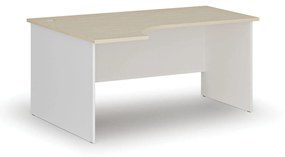 Kancelářský rohový pracovní stůl PRIMO WHITE, 1600 x 1200 mm, levý, bílá/buk