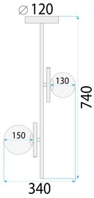Toolight Toolight, stropní svítidlo 2xG9 APP1666-2CP, zlatá lesklá, OSW-05707