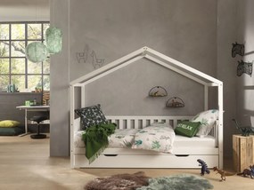 Vipack Dallas nízká domečková postel Barva: Dřevo, Varianta: Bez ohrádky se záclonkou