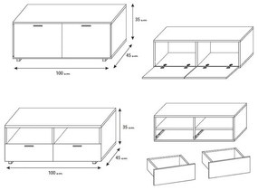 Expedo Obývací stěna LOBO, horní skříňky: černé, spodní skříňky: bílé