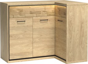 MEDIOLAN | rohová komoda M15 PRAVÁ + dekorační deska | natural hikora