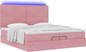 Osmanský rám postele s matrací růžová 200x200cm samet 3314275