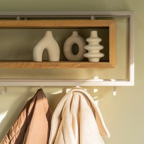 Nástěnný věšák z dubového dřeva v přírodní barvě/taupe s poličkou 118 cm School – Spinder Design