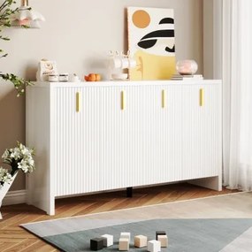 Aosom Komoda 140cm nastavitelná se zlatěnými úchyty pro flexibilní úložný prostor, bílá