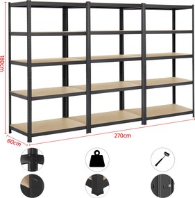 Zátěžový regál Yaheetech – 180 x 270 x 60 cm (264614322005)