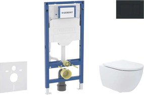 SANITINO - Set předstěnové instalace, klozetu Oudee a sedátka softclose, tlačítko Sigma20, matná černá/černá SANI11CA5187