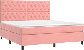 Box spring postel s matrací růžová 160x200 cm samet 3143216