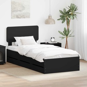 Rám postele se zásuvkou Černý 100 x 200 cm Dřevěný materiál 3412214