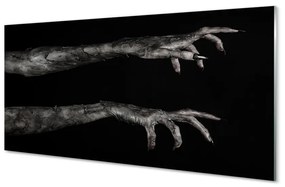 akrylový obraz Černé pozadí špinavé ruce 140x70 cm
