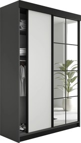 Posuvná skříň LAMARO - 138x205x59 - grafitový a bílý