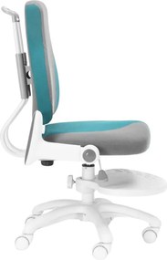 Dětská rostoucí židle Neoseat KINDER WHITE PLUS — látka, šedá / tyrkysová
