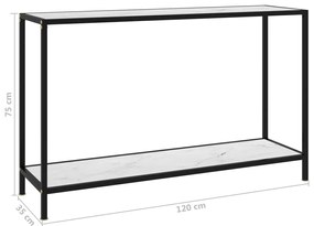 vidaXL Marketos Konzolový stolek bílý 120 x 35 x 75 cm tvrzené sklo