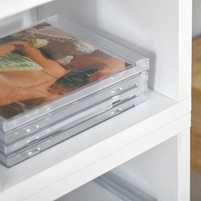 HOMCOM Sada 2 sloupcových regálů na uložení CD-DVD, skříň se 6 + 6 přihrádkami, rozměry 21L x 19W x 88H cm, maximální kapacita 160 CD Bílá | Aosom