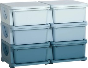 HOMCOM Dětská zásuvková skříňka (organizér) s úložnými boxy na hračky, modrá, 75 x 37 x 56,5 cm 311-053V00BU