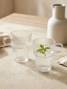 Sinsay - Rýhované skleněné hrnky 2 pack - clear