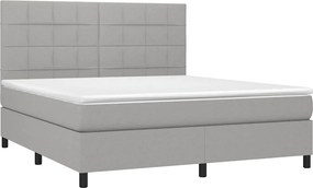 Box spring postel s matrací a LED světle šedá 160x200 cm textil 3134885