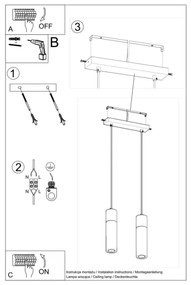 Sollux SL.0966 - Lustr na lanku ZANE 2xGU10/40W/230V beton/dřevo