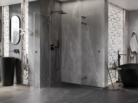 Mexen Lunar, L Duo výklopný sprchový kout 100 x 100 cm, 8mm čiré sklo, grafitový profil, 834L-100L-100P-95-00