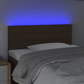 Čelo postele s LED tmavě hnědé 80 x 5 x 78/88 cm textil 3121729