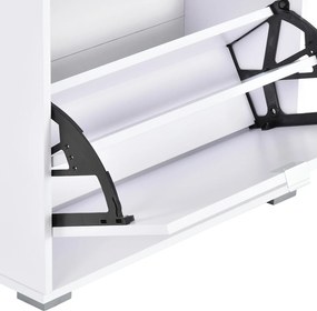 HOMCOM Skříň na boty s 3 výklopnými dvířky a 3 přihrádkami, dřevo 60L x 26Š x 124V cm, vysoce lesklá bílá