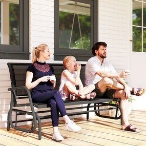 Outsunny 3místné houpací křeslo Robustní zahradní lavice jako zahradní houpačka, kovová, odolná proti povětrnostním vlivům, černá, 151x75x85cm