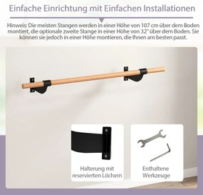 Costway 120 cm dlouhá taneční tyč Nástěnná baletní tyč s pevnou