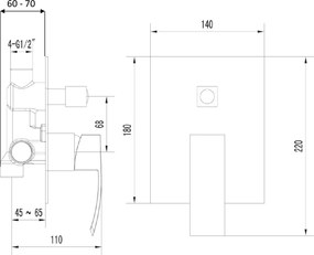 Sapho GINKO 1101-42B podomítková sprchová baterie 2 výstupy černá mat