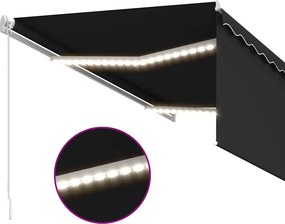 Ručně zatahovací markýza s roletou a LED 3,5x2,5 m antracitová 3069284