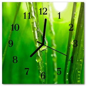 Skleněné hodiny čtvercové Kapky trávy