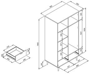 Šatní skříň Göteborg, bílá/dub sonoma