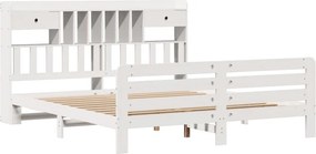 Postel s knihovnou bez matrace bílá 180x200 cm masivní borovice 3309972