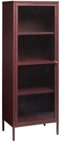 OnaDnes -20% Vínově červená kovová vitrína Unique Furniture Bronco 160 x 58 cm