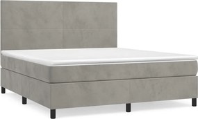 Box spring postel s matrací světle šedá 180x200 cm samet 3142917