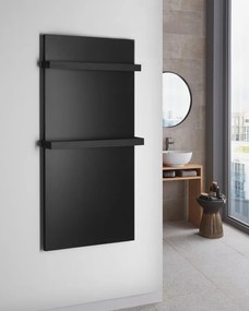 Sapho ENIS koupelnový sálavý topný panel 600W, 590x1200 mm, držáky ručníků, IP44, černá mat RH600B-2