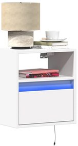 Nástěnný noční stolek s LED osvětlením bílý 3307975