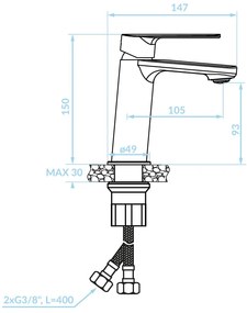 Kuchinox Gava, umyvadlová baterie h-150, chromová, LAV-BQG_022D